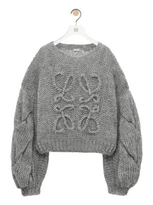 Loewe Anagram Logo Embroidered Oversized Jumper - Grey