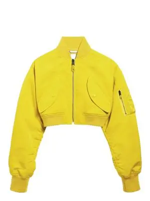 Balenciaga Cropped Bomber Jacket With Zipped Pockets - Yellow