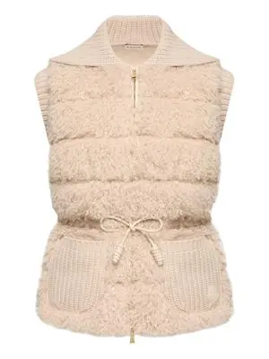 Moncler Drawstring Zip-up Padded Gilet - Light Beige