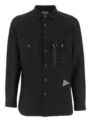 AND WANDER Practical Pocket Collar Shirt - Black