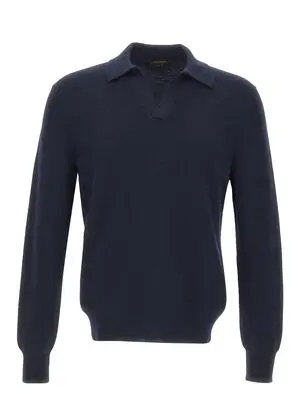 GRAN SASSO Long-sleeve Polo Shirt - Black