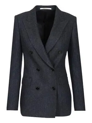 Tagliatore Double-breasted Herringbone Blazer - Blue