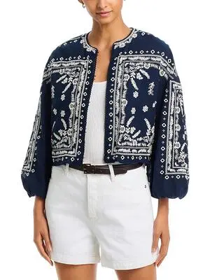 Veronica Beard Drake Embroidered Jacket - Navy