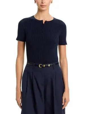 LAFAYETTE 148 NEW YORK Lafayette 148 New York Ribbed Crewneck Short Sleeve Sweater