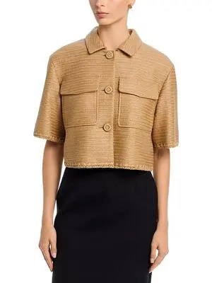 LAFAYETTE 148 NEW YORK Lafayette 148 New York Cropped Shirt Jacket With Textured Weave