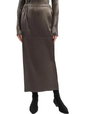 Issey Miyake Pleated Maxi Skirt With Glossed Panels - Gray