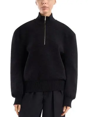 Issey Miyake Quarter Zip Knit Sweater - Black
