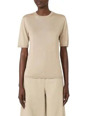 Max Mara Silk Cashmere Knit Top - Stone