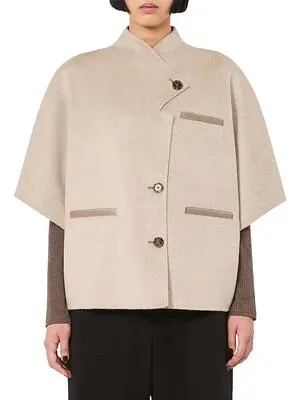 Max Mara Mxaandalo Cashmere Cape Jacket - Stone
