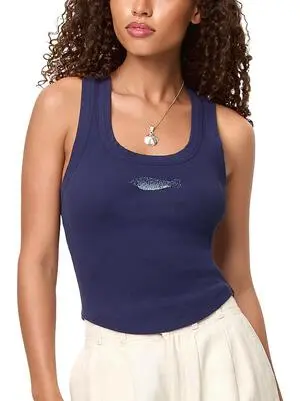 L*Space Ribbed Tank With Embellishment - Sardine
