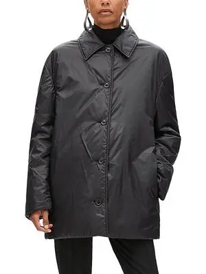 Another Tomorrow Padded Balmacaan Jacket - Black
