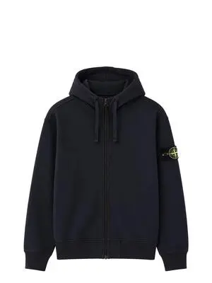 Stone Island Zip Up Hoodie With Logo Patch - Blue