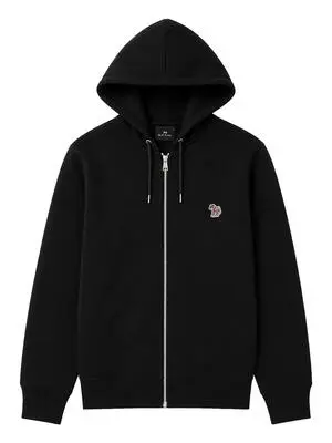 Paul Smith Zip-up Hooded Sweatshirt With Zebra Applique - Black