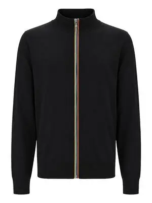 Paul Smith Merino Wool Zip Cardigan - Black