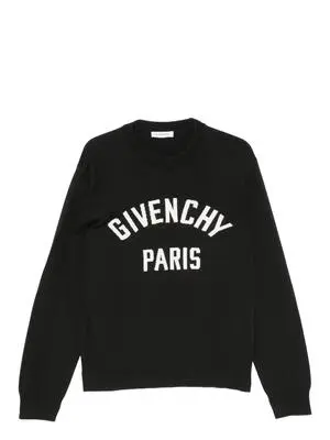 Givenchy Cotton Blend Crewneck Sweater With Logo - Black
