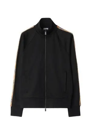 Burberry Zip-up Track Jacket With Signature Check Detail - Black