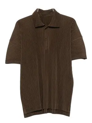 Issey Miyake Pleated Polo Shirt - Brown