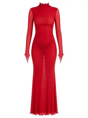 AMORTIZIA Amortizia "Burning Shadow" Sheer Mesh Maxi Dress
