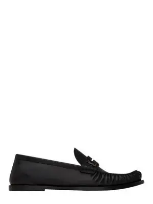 Saint Laurent Cassandre Leather Loafers - Black