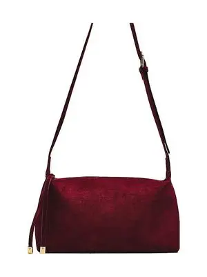 Anthropologie Faux Suede Slouchy Shoulder Bag - Wine