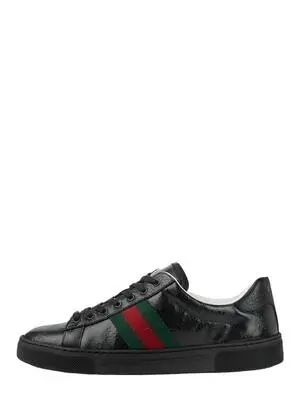 Gucci Ace Sneaker With Web Gg Crystal Canvas - Black
