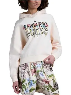 Adidas X Farm Rio Printed Hoodie - Ecru Tint/shadow Brown/multicolor