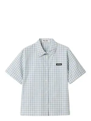Miu Miu Check Poplin Shirt - Grey
