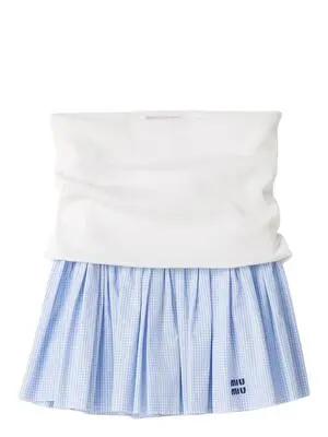 Miu Miu Jersey And Poplin Mini Skirt - Blue
