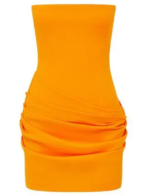 Alex Perry Strapless Draped Mini Dress - Orange