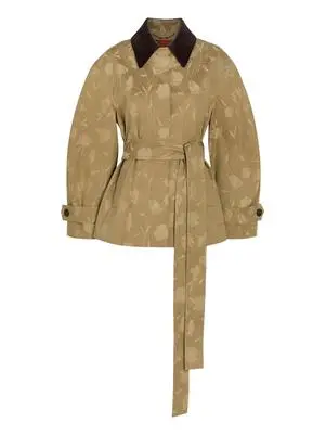 Erdem Floral Jacquard Belted Cotton Jacket - Camel