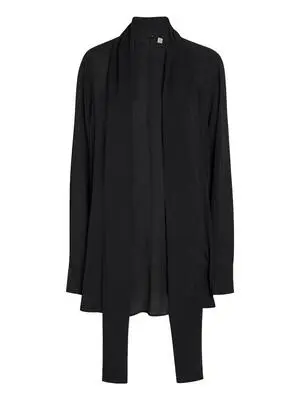 TOTEME Draped Scarf Woven Blouse - Black
