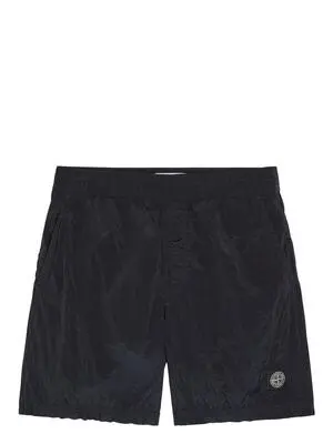 Stone Island Logo Appliqué Nylon Shorts - Navy