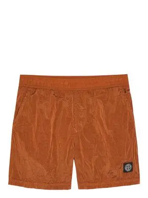 Stone Island Logo Appliqué Nylon Shorts - Orange