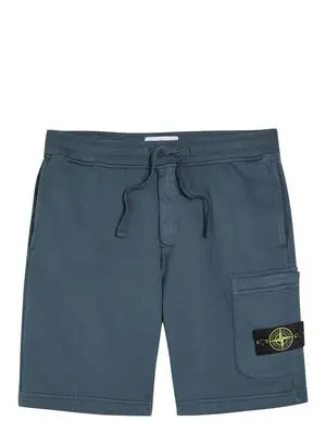 Stone Island Logo Cotton Shorts - Blue Dark