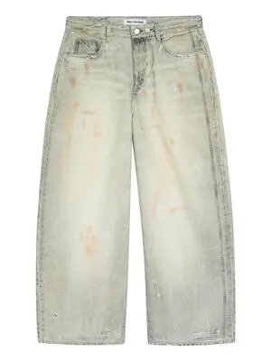 WON HUNDRED Lyon Wide-leg Painted-effect Denim Jeans - Light Blue