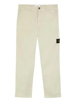 Stone Island Logo Stretch-cotton Trousers - Sand