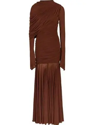 DEME The Oakland Draped Stretch-tulle Gown - Dark Brown