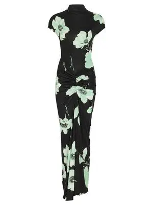 Alaïa Floral-print Jersey Maxi Dress - Black