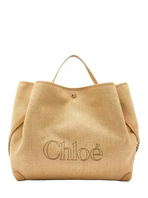CHLOÉ Chloé Raffia Tote Bag With Logo Embroidery