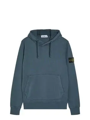 Stone Island Stone Island Hooded Cotton Sweatshirt With Detachable Designer Plaque Blue Dark