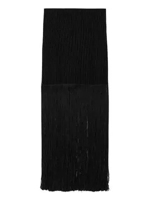 Alaïa Fringed Ribbed-knit Maxi Skirt - Black