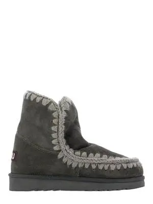 Mou Knitted Detail Double-sided Sheepskin Boots - Black