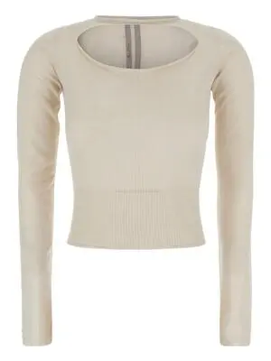 Rick Owens Cut-out Cropped Knitted Sweater - Beige