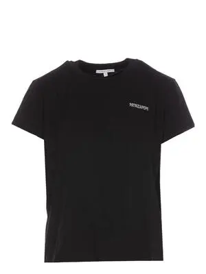 Patrizia Pepe Logo Embroidered Jersey T-shirt - Black