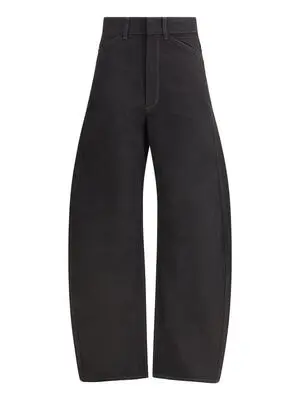 LEMAIRE High Waisted Barrel Leg Trousers - Black