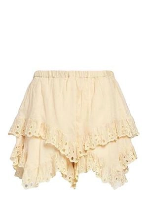 MARANT ETOILE Pastel Cotton Tiered Embroidered Shorts - Yellow