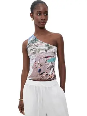 MUSE ASSEMBLY Sandy One-shoulder Landscape Print Top - Multi