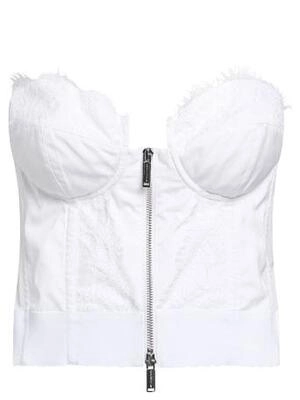 Dsquared2 Corset Top With Lace And Tulle Detail - White