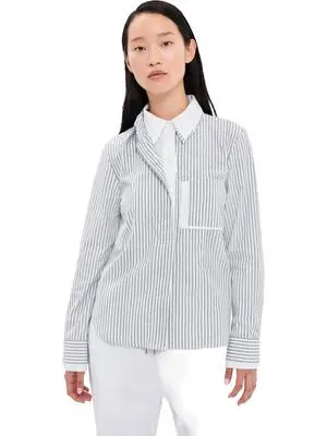 TWP Double Layer Boyfriend Shirt - White/navy Multi