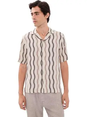 Frescobol Carioca Roberto Linen Cabana Shirt - Cacao